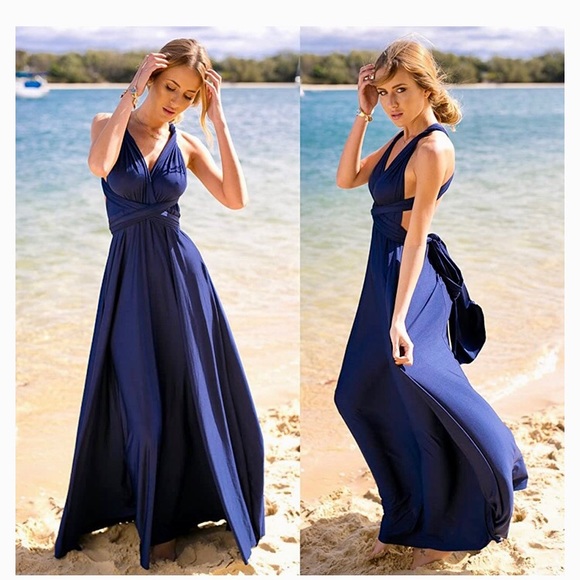 Dresses | Convertible Wrap Dress In Navy | Poshmark